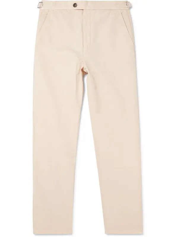 Mr P. Straight-leg Organic Cotton And Linen-blend Twill Trousers - Neutrals