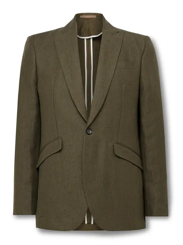 FAVOURBROOK Slim-fit Linen Suit Jacket - Green