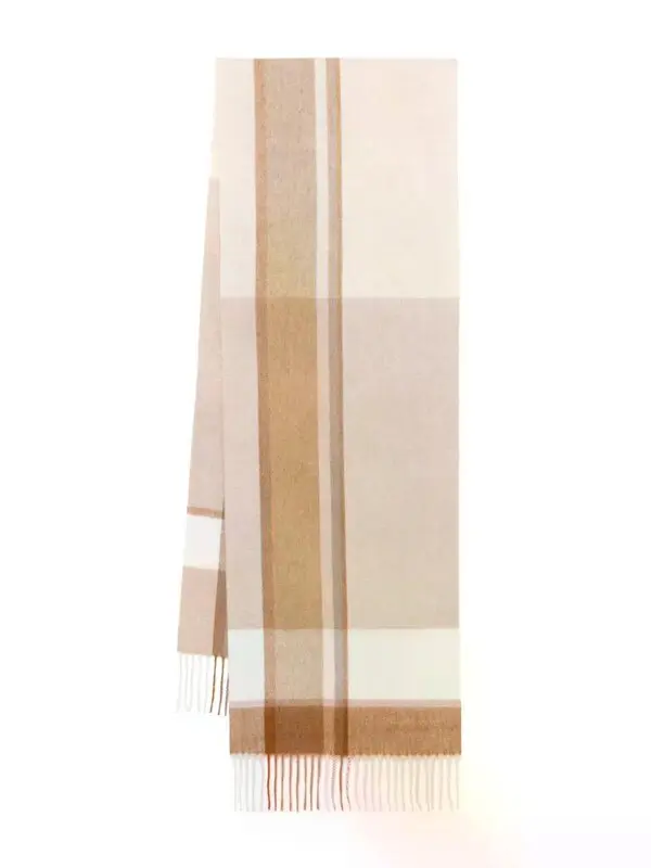 N.peal Cashmere Checked Scarf - Neutrals