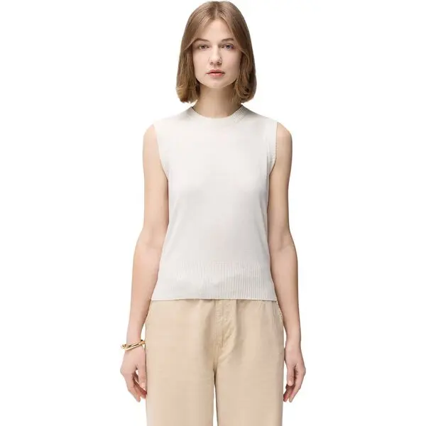 GOBI MONGOLIAN CASHMERE Silk Sleeveless Top - Whisper White