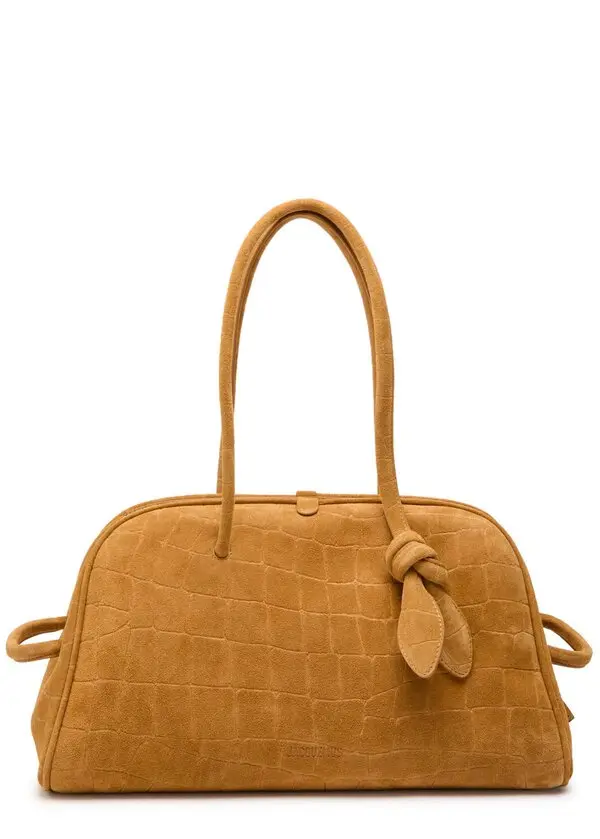 Jacquemus Le Turismo Crocodile-effect Suede Shoulder Bag - Camel