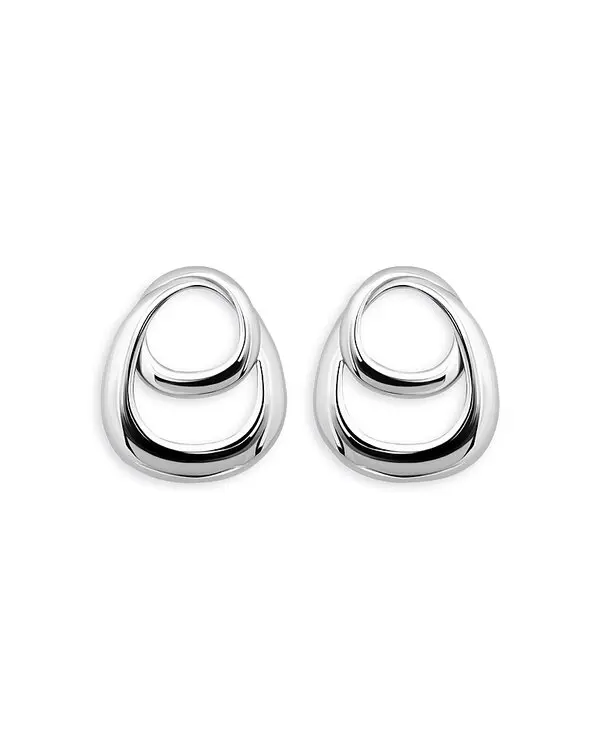 Aqua Double Interlocking Hoop Earrings