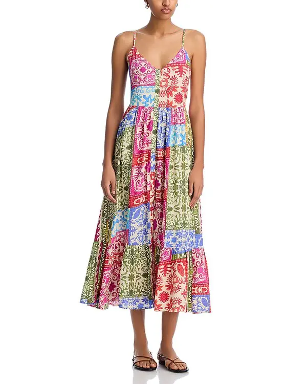 Aqua Wilcox Mixed Print Midi Dress