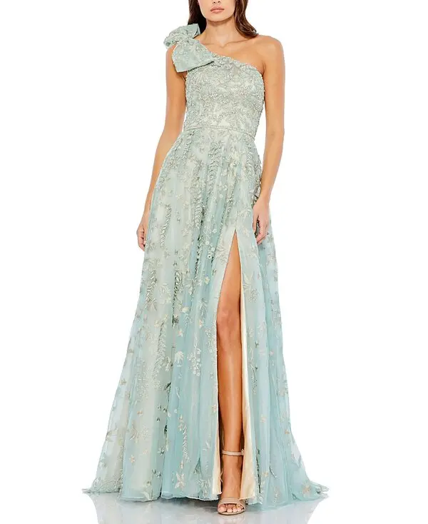 Mac Duggal Embellished One-shoulder A-line Gown