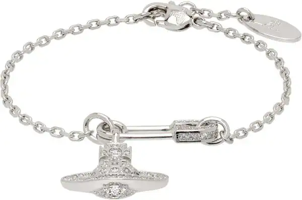 Vivienne Westwood Silver Lucrece Bracelet In P102 Platinum/Whit