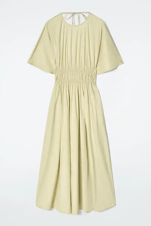 slim fit dress slacks Cam Short Sleeve Ottoman Dress-Green Fir