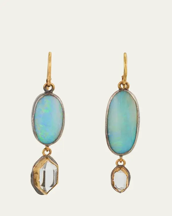 Judy Geib Opal And Diamond Drop Earrings