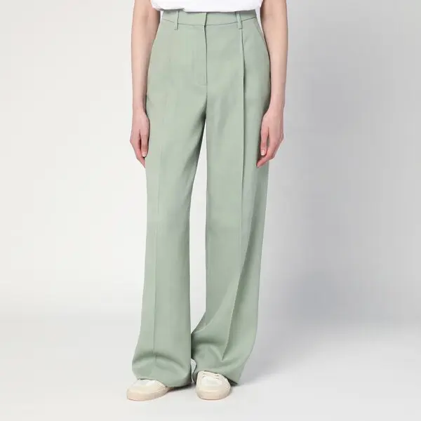 Golden Goose Wide Leg Wool Trousers - Green