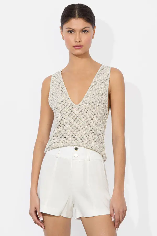 Alice + Olivia Annalise Pointelle Tank - Neutral