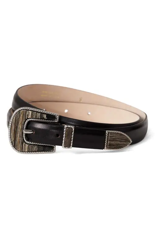 DEHANCHE Travertine Leather Belt - Black/onyx/silver