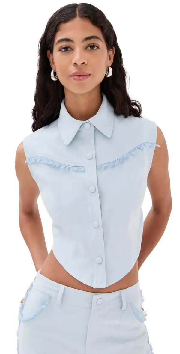 Rangel Antonella Denim Top - Dusty Sky