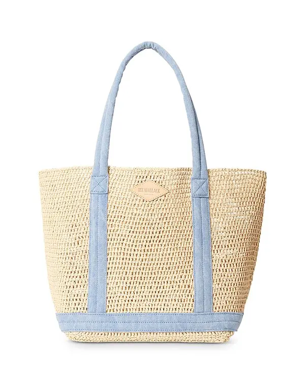 Mz Wallace Medium Tote - Crochet/denim/silver
