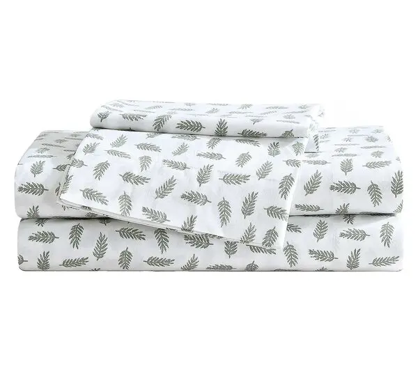 Eddie Bauer Laurel Leaves White-green Queen She Et Set