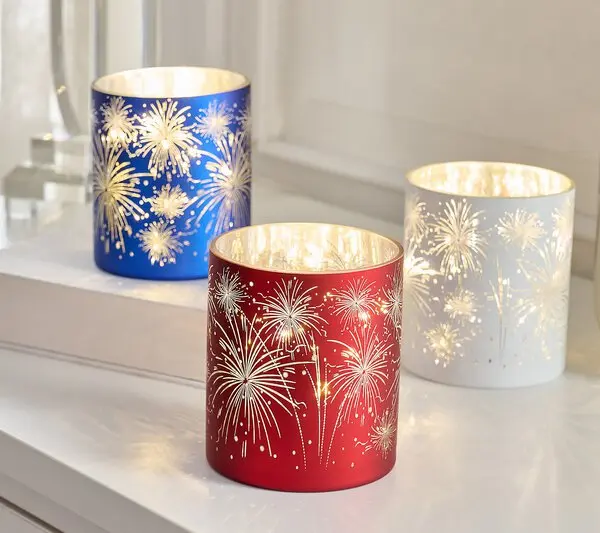 VALERIE PARR HILL Set Of 3 Celebration Fireworks Mini Hurricanes Valerie