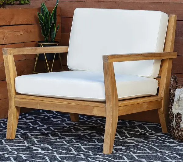 LINON Home Teak Cannon Arm Chair With Cushions