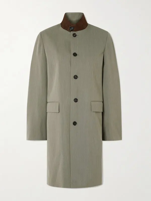 Loro Piana Blain Suede-trimmed Storm System Wool Coat