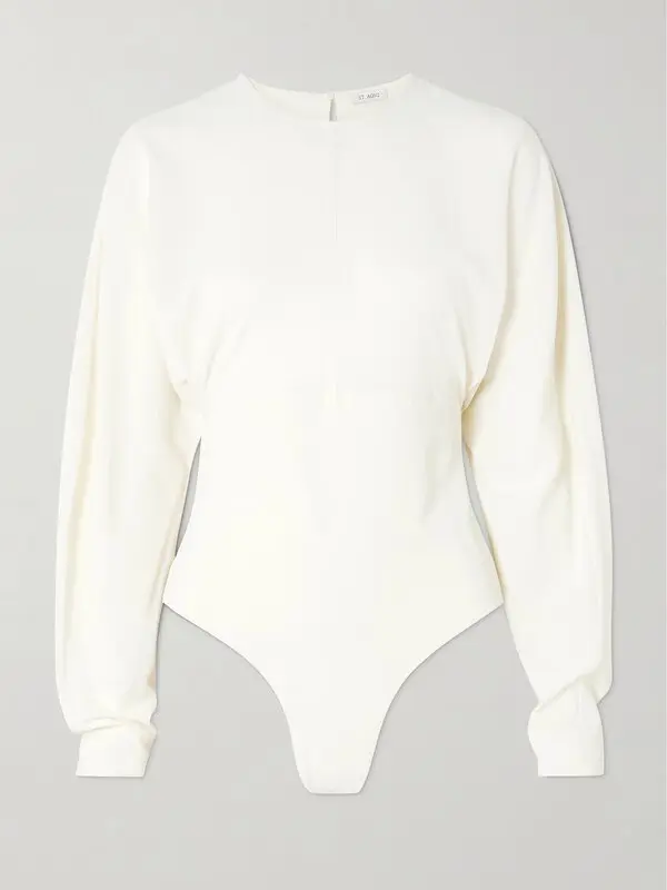 ST. AGNI Gathered Stretch-crepe Bodysuit - Off-white