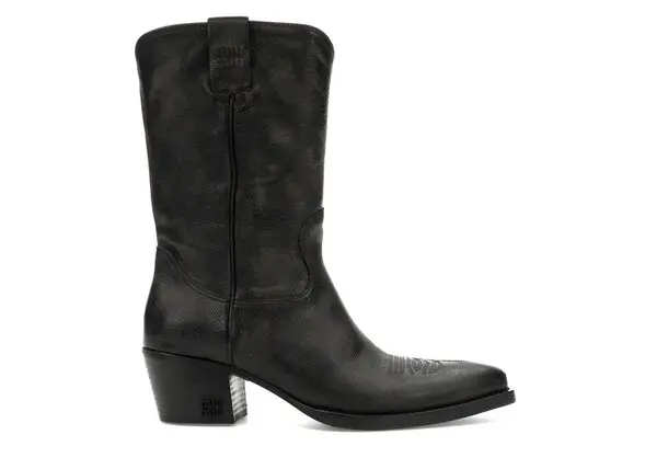 Miu Miu Leather Mid-calf Boots - Nero