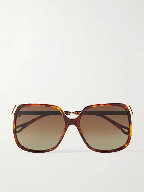 Chloé Aly Square-frame Acetate And Gold-tone Sunglasses - Tortoiseshell