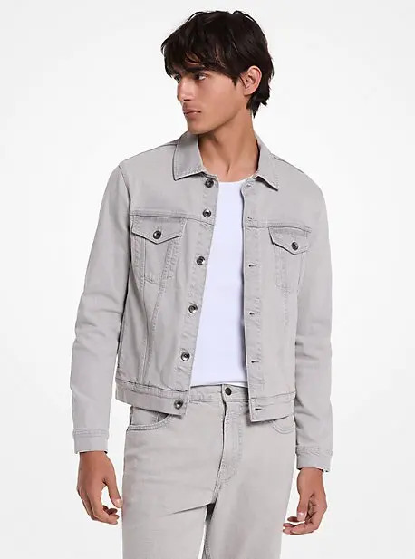 Michael Kors Stretch Denim Trucker Jacket - Grey