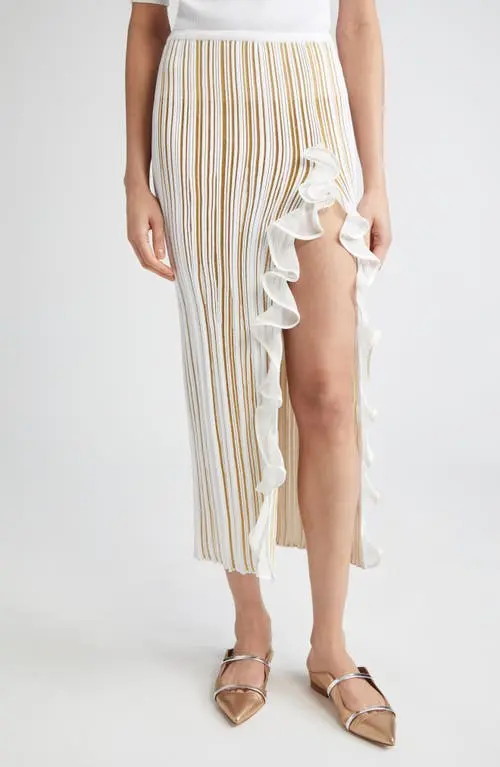 Giambattista Valli Ruffle Front Slit Knit Skirt