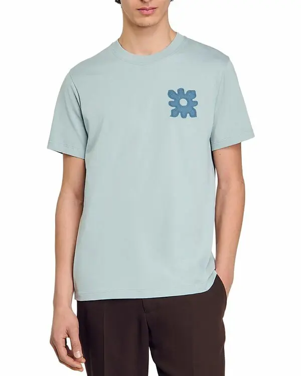 Sandro Vintage Flower Graphic Tee - Chambray