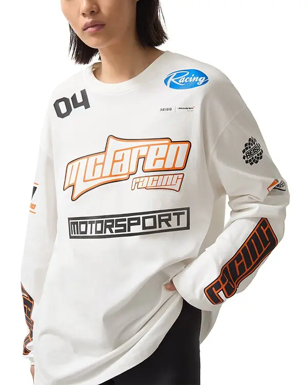 REISS Mclaren Racing Long Sleeve Tee - White