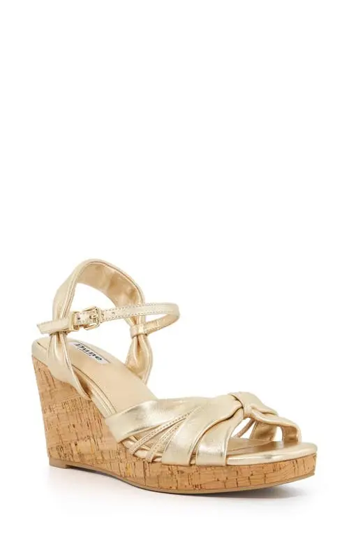 Dune London Kander Platform Wedge Sandal - Gold