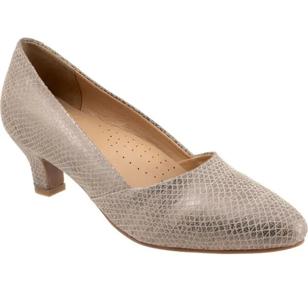 Trotters Kylie Kitten Heel Pump - Champagne Snake