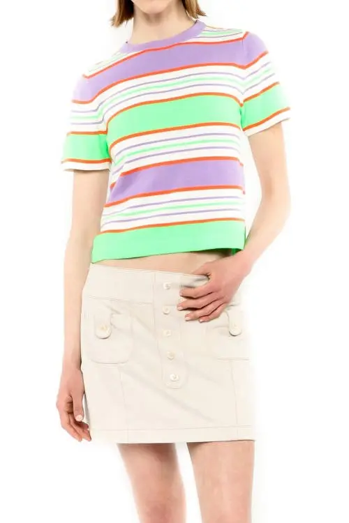 Anna Sui Fluorescent Stripe Knit Top - Lavender Multi