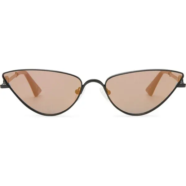 Le Specs The Soiree 60mm Mirrored Cat Eye Sunglasses - Satin Black/ Flash