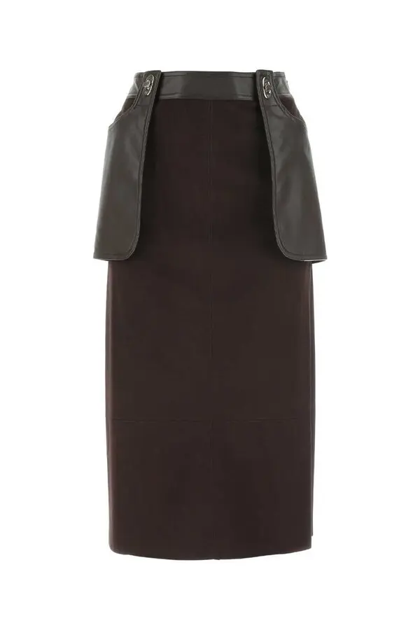 LOW CLASSIC Synthetic Leather Skirt - Brown