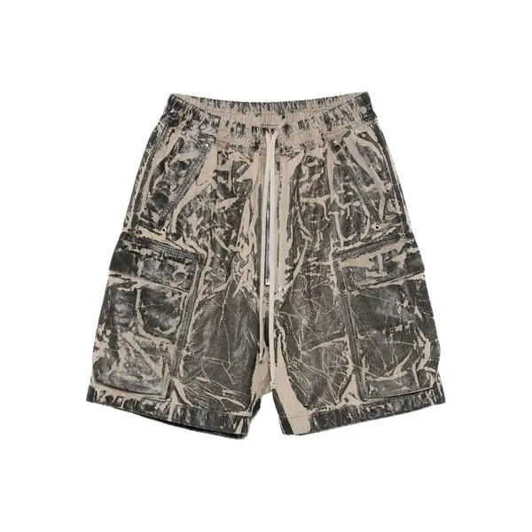 Rick Owens Foil Print Cargo Shorts - Multicolor