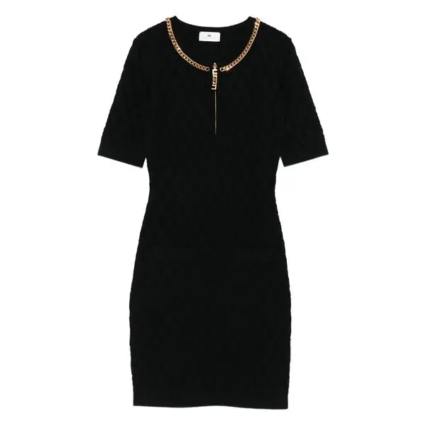 Elisabetta Franchi Chain Embellished Dress - Black