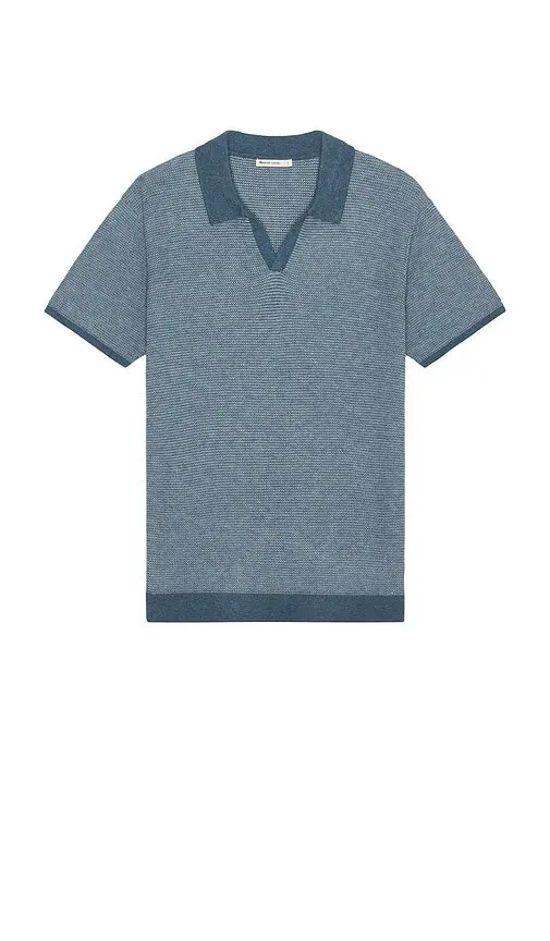 Marine Layer Liam Sweater Polo In Blue - Topaz & Misty Heather