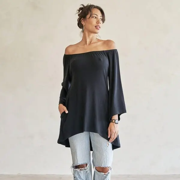 EAVOLU Peyto Raglan Flutter Tunic/dress - Slate