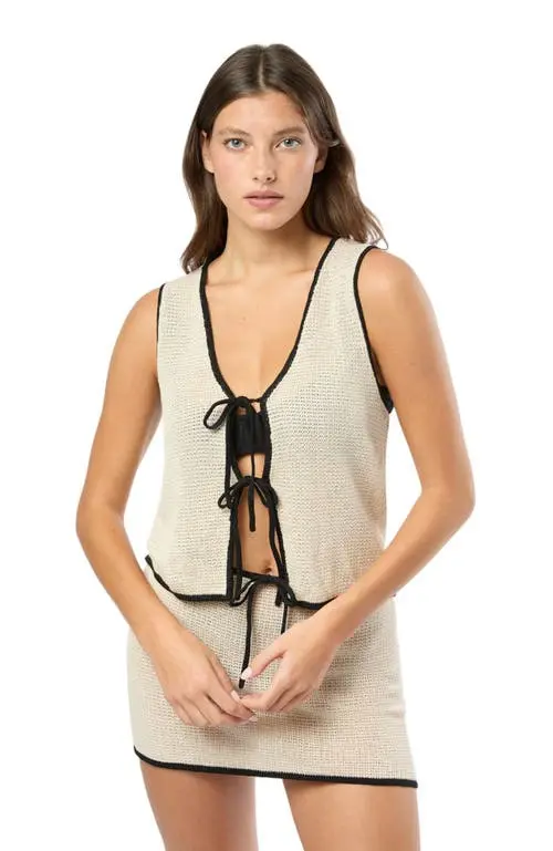 Onia Linen Knit Tie Front Tank Top