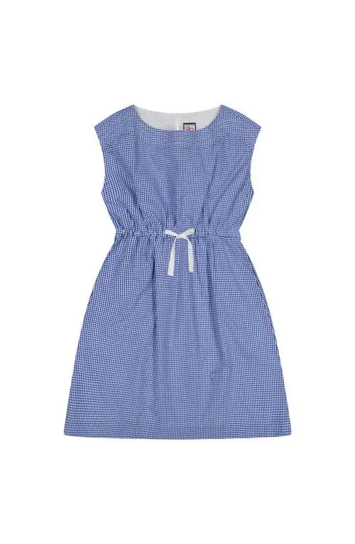 Busy Bees Izzy Drawstring Dress - Blue Mini Check