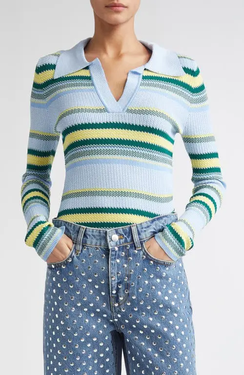 Monse Stripe Jacquard Polo - Blue Stripe
