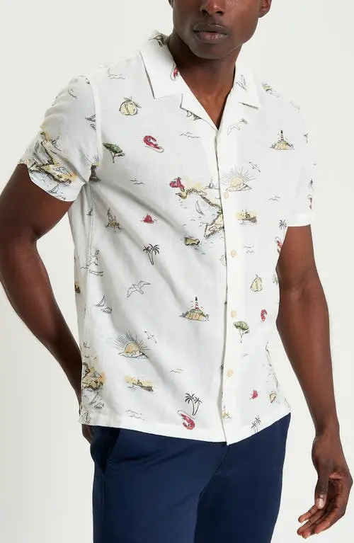 Ben Sherman Brighton To Amalfi Cotton & Linen Camp Shirt - Snow White