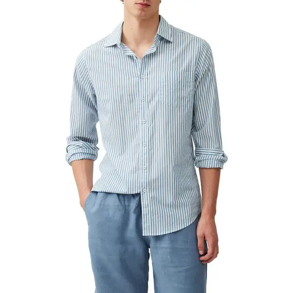 Rodd & Gunn Ferry Landing Sports Fit Stripe Button-up Shirt - Teal