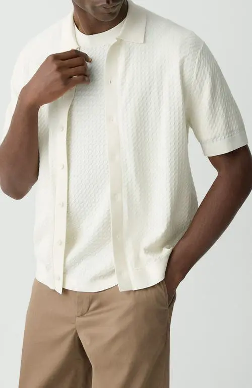 Theory Cairn Short Sleeve Organic Cotton Button-up Shirt - Eggshell