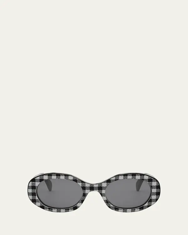 Celine Triomphe Oval Sunglasses - Blkwhtsmk