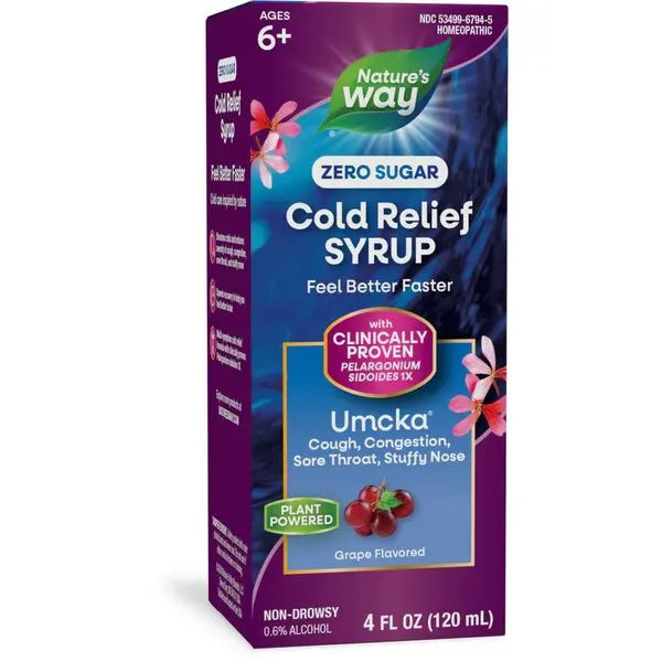 NATURE'S WAY Umcka Coldcare Sugar-free Syrup Grape 120 Milliliters