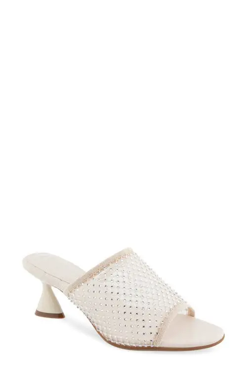 Aerosoles Jamila Rhinestone Slide Sandal - Crystal/ Eggnog Mesh Fabric