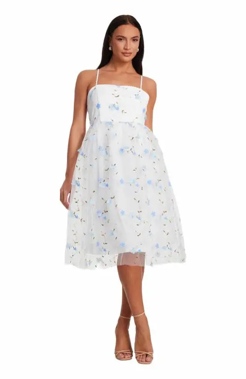 QUIZ Embroidered Mesh Floral Midi Dress
