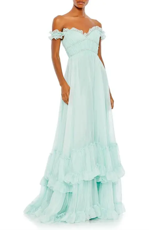 Mac Duggal Rhinestone-embellished Chiffon Dress