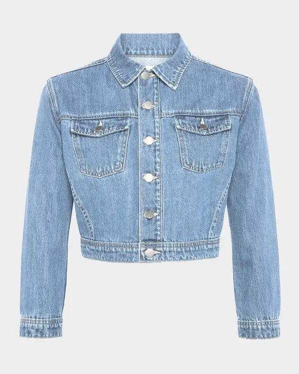 L'Agence Koda Cropped Denim Jacket - Fontana