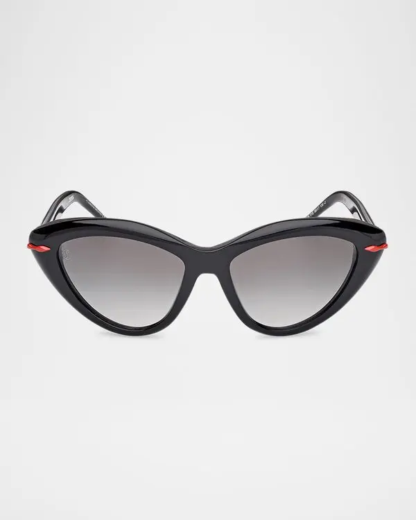 CHRISTIAN LOUBOUTIN Acetate Cat-eye Sunglasses - Shiny Black With Shiny Pale Gold Smoke Gradient Lens
