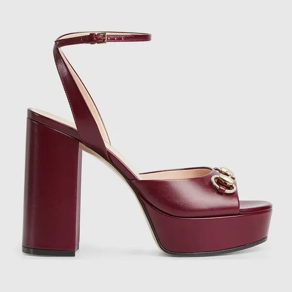 Gucci Horsebit Platform Sandal - Bordeaux